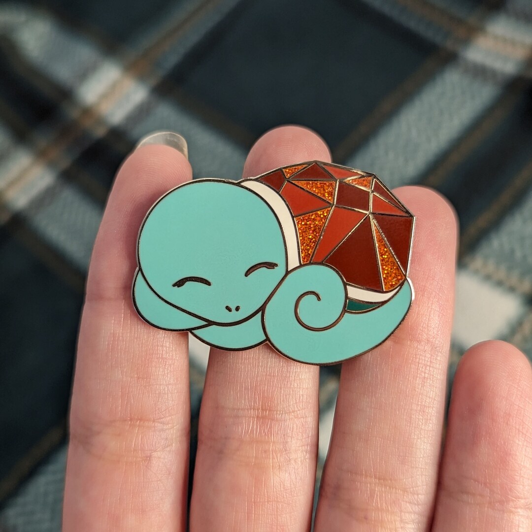 Squirtle Enamel Pin Crystal Turtle Custom Badge Pokémon - Etsy