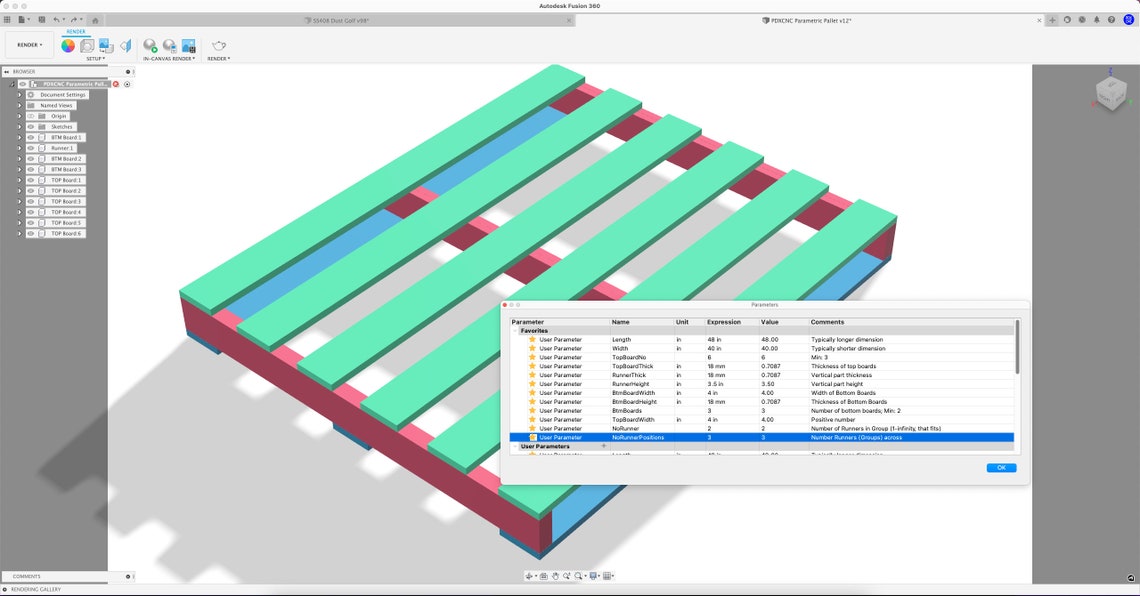Parametric Pallet Download Fusion 360 Customize Pallet 3D Model - Etsy