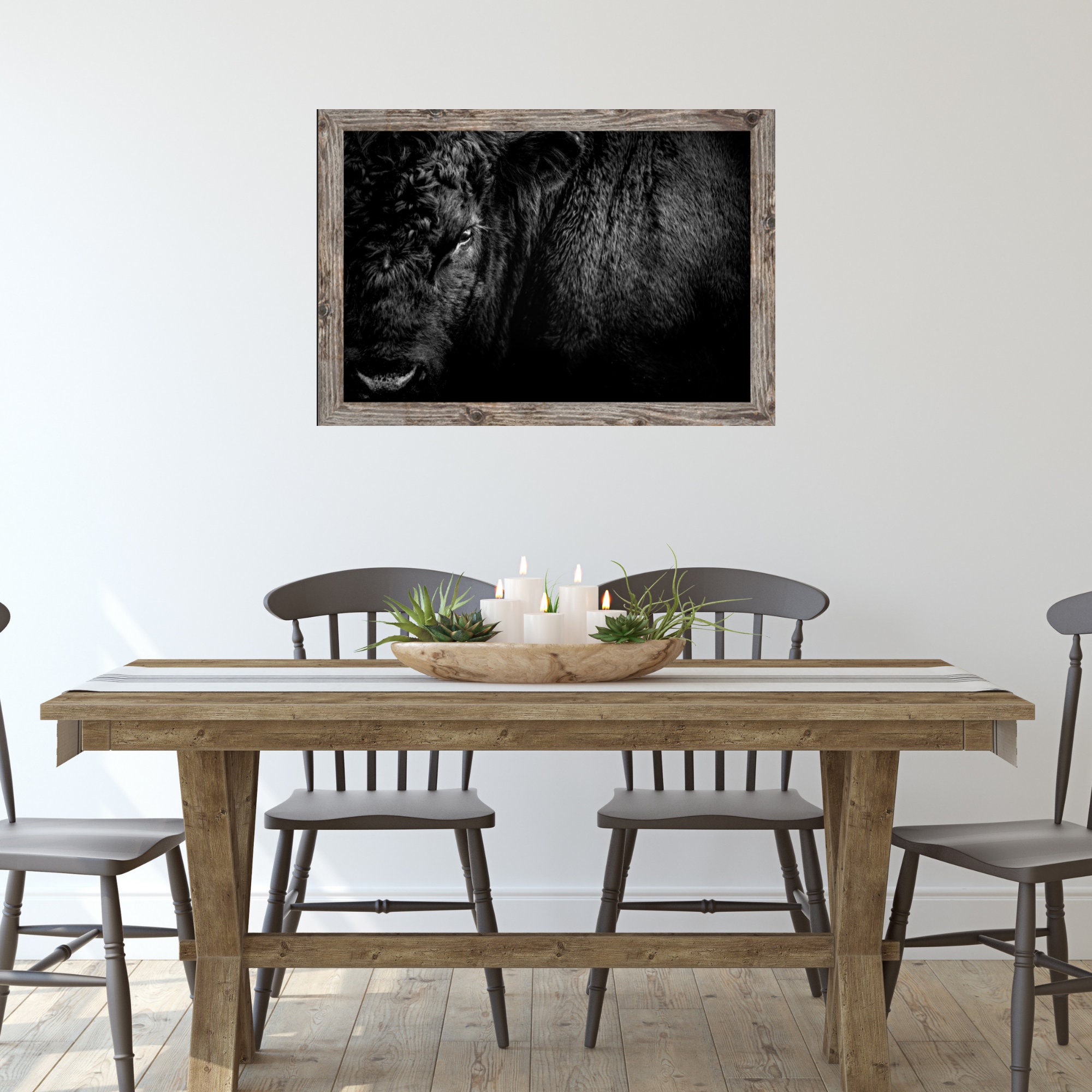 Black Angus Bull Picture, Bull Portrait, Framed Cow Picture, Beef Bull ...