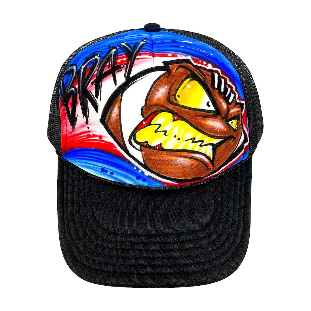 Custom Trucker Hat - Airbrush Hat - Custom Name Hat - Football ...