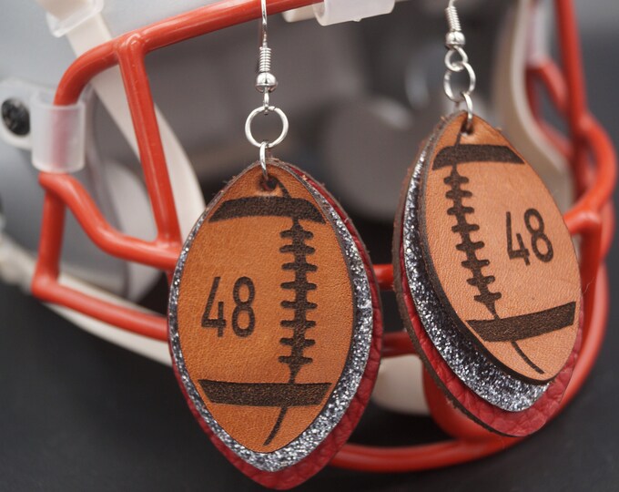 Personalized Leather Football Team Earrings - Etsy