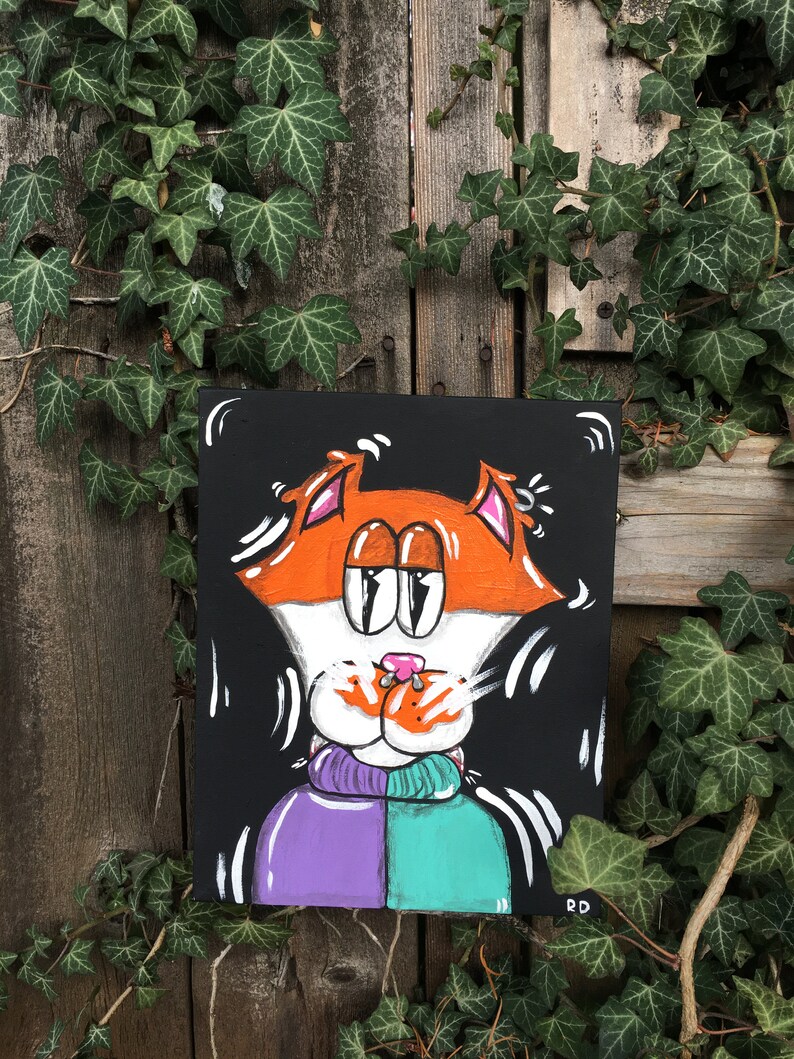 Cartoon Cat Painting Wall Decor - Etsy