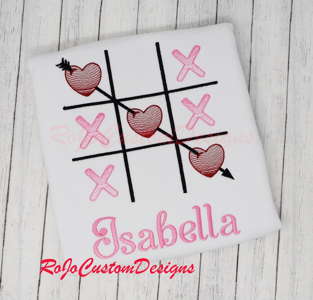 Girls Valentine's Shirt, Tic Tac Toe Shirt, Kisses and Hugs Valentine ...