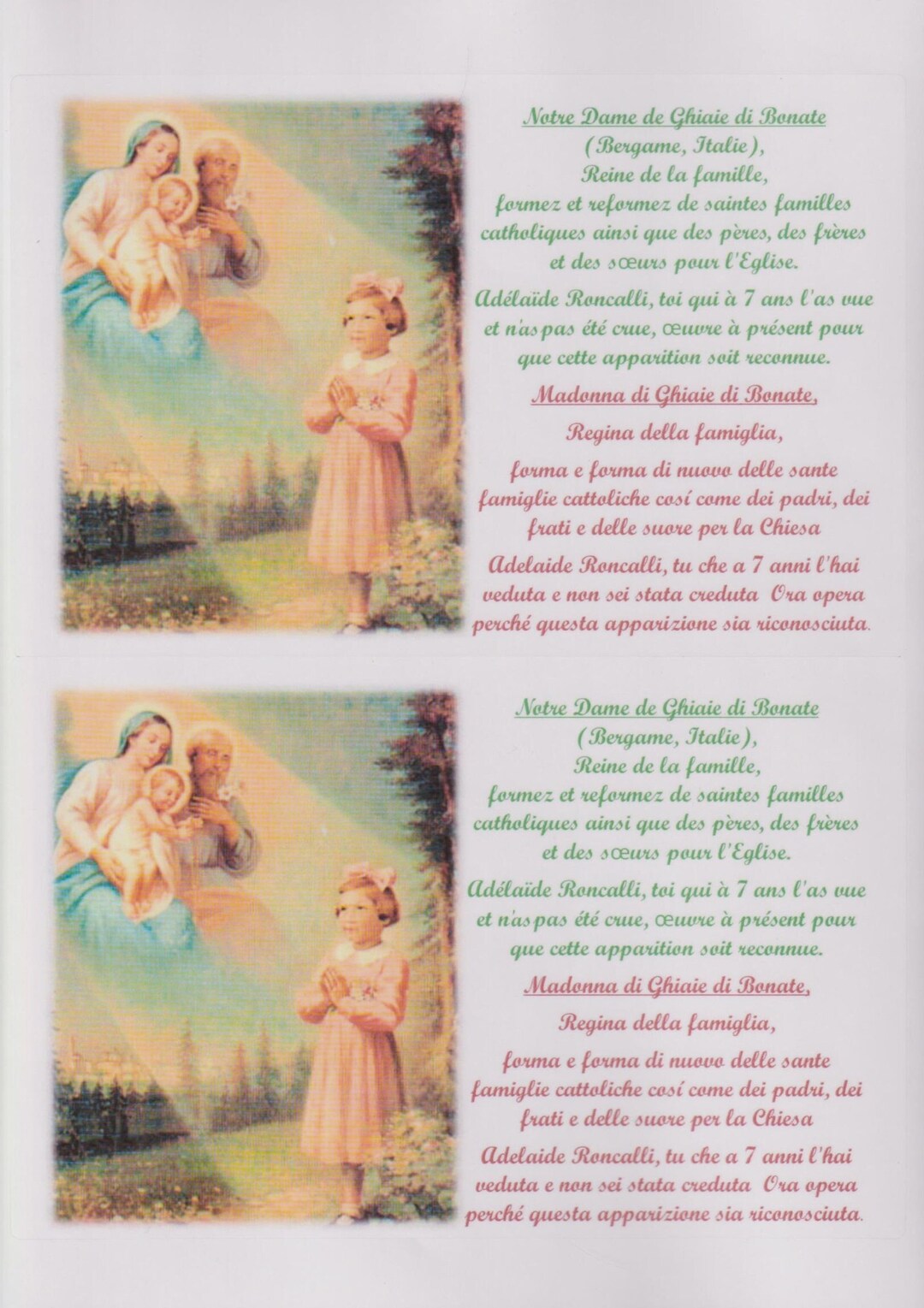 Our Lady Ghiale Di Bonate Sticker for Novena Candle, A4 Sheet of 2 ...
