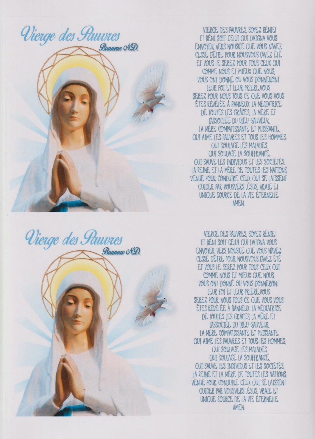 Virgin of the Poor Sticker for Novena Candle A4 Sheet of 2 - Etsy