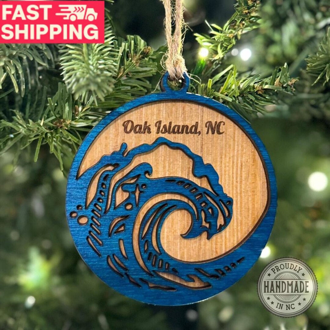 Personalized Wave Ornament: Handmade Wooden Coastal Christmas Decor - Etsy