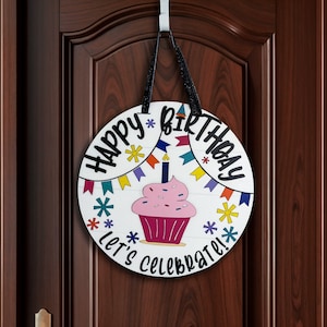 Happy Birthday Door Sign | Handmade Wooden Birthday Party Decoration ...