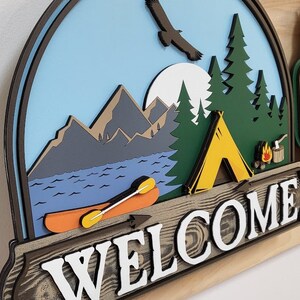 Handpainted Camping Welcome Sign: Rustic Mountain Scene Door Hanger - Etsy
