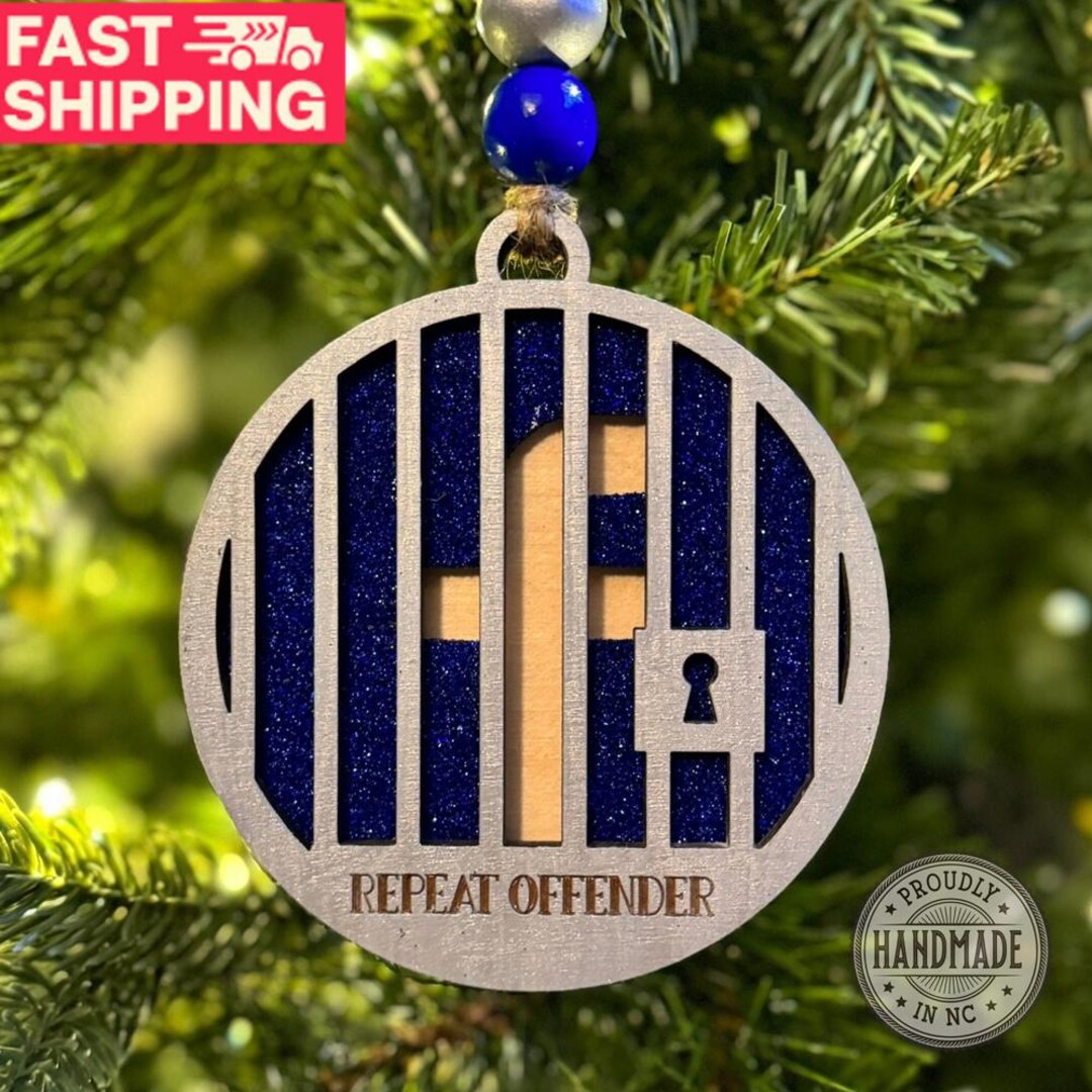 Facebook Jail Ornament: Funny Wooden Repeat Offender Christmas Decor - Etsy