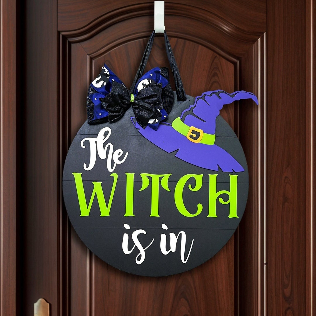 Witchy Wood Door Sign | 3D Witch Hat Sign | Halloween Porch Decor ...