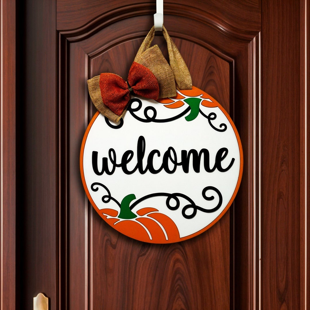 Handmade Fall Door Sign: 3D Pumpkin Welcome Decor - Etsy