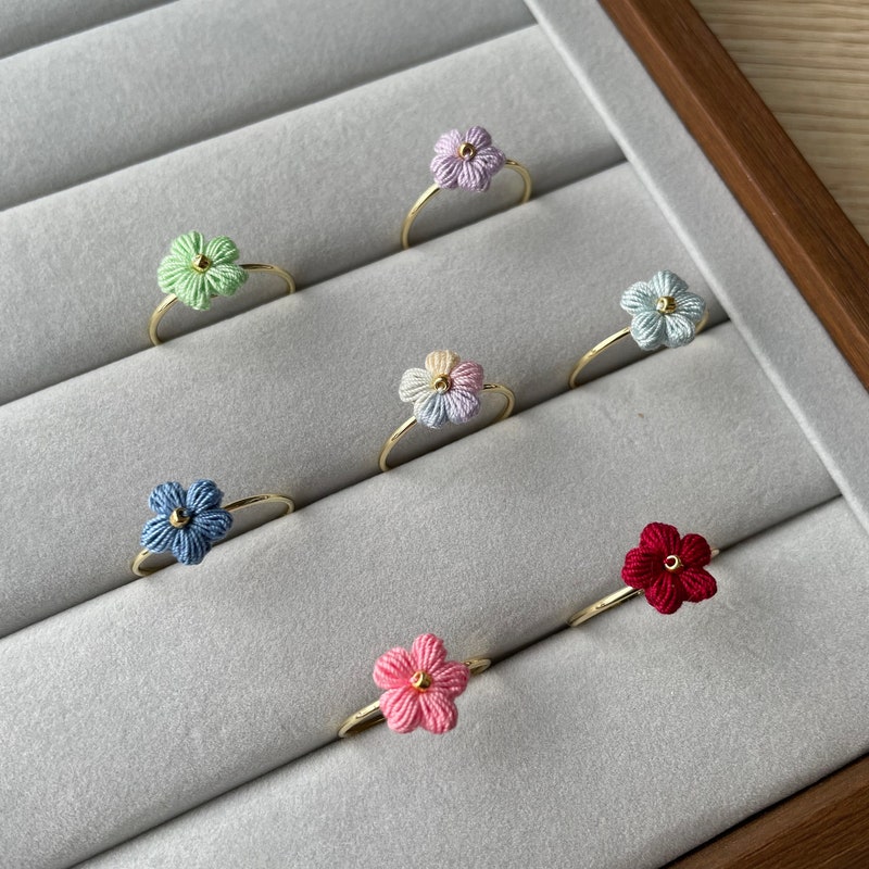 Fabric Flower Ring - Etsy