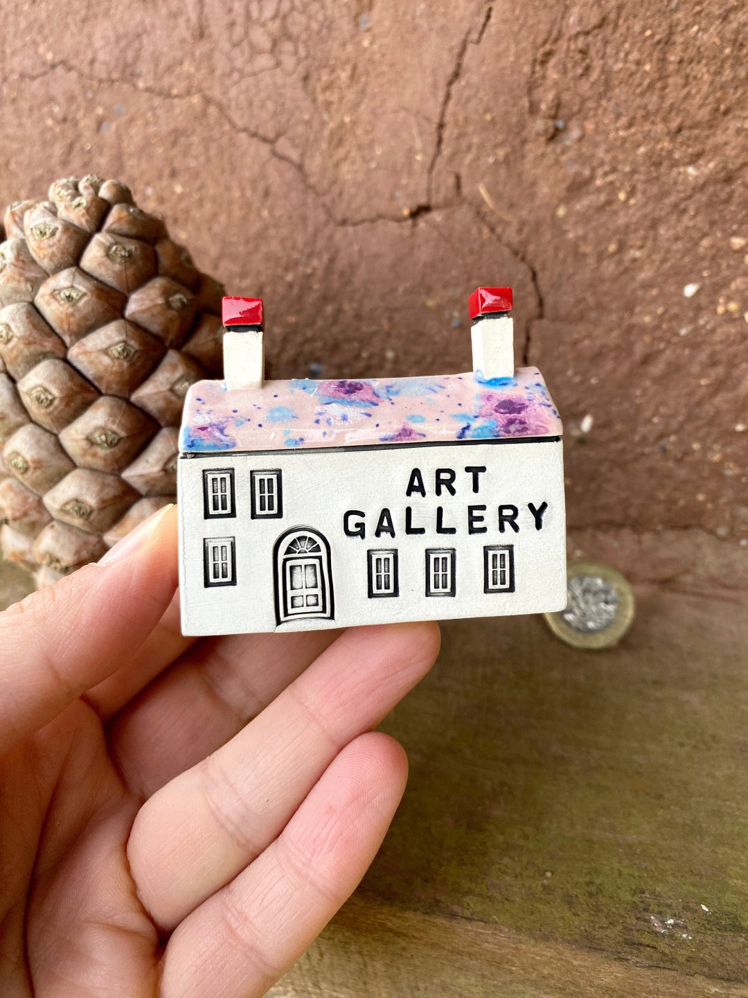 ART GALLERY Tiny Ceramic House , Miniature House, British Houses, Cute ...