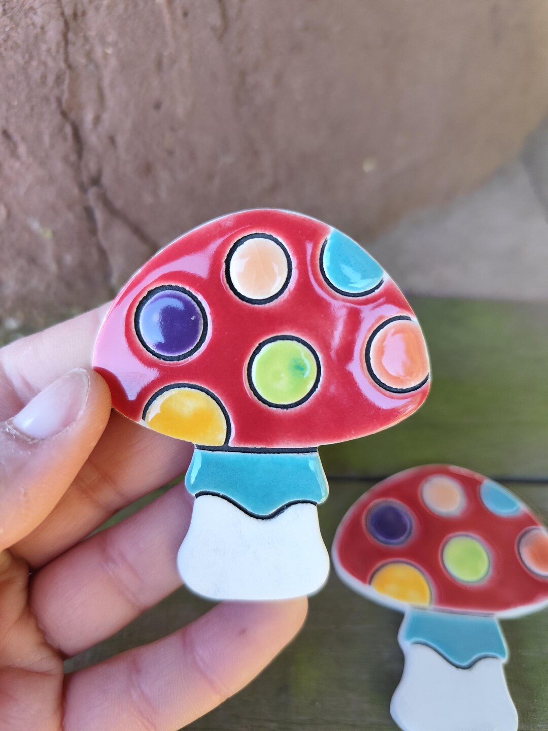 Handmade DIY Mosaic Mushroom Shape Tiles, Ceramic Mosaic Toadstool Tile ...