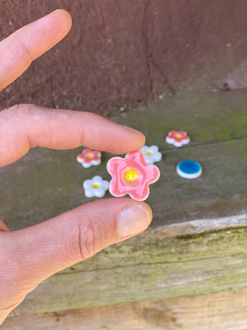 Handmade DIY Mosaic Flower Circle Shape Tiles, Ceramic Mosaic Flower ...