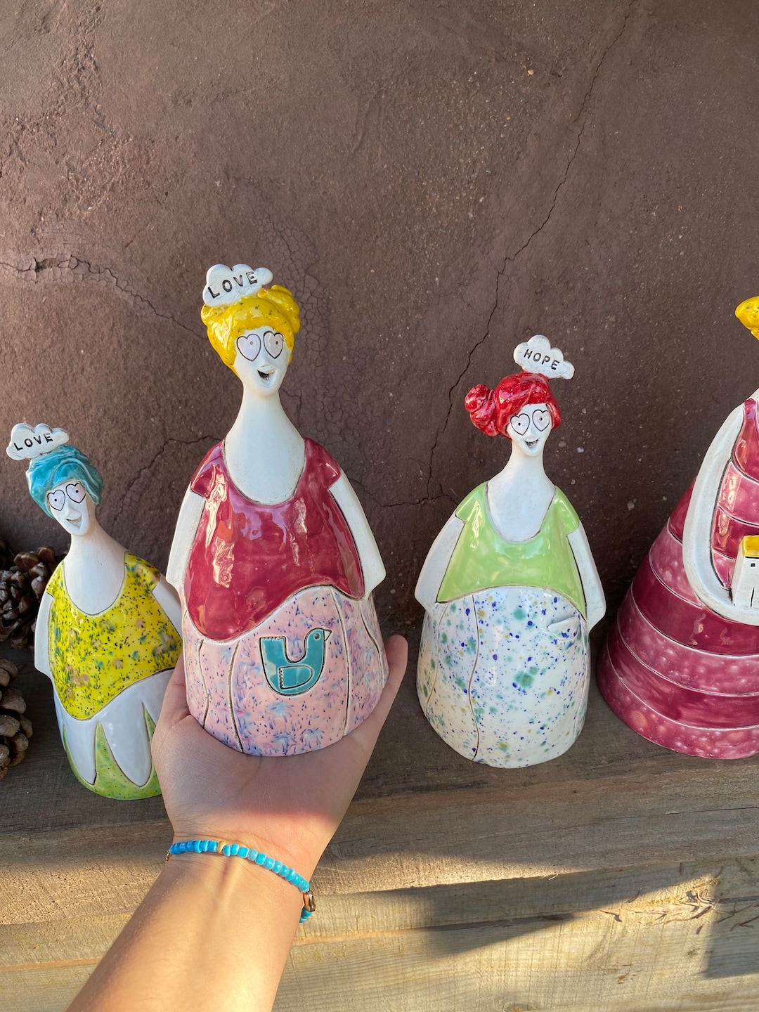 Handmade Happy Lady Sculpture,handmade Women Figurines, Ceramic ...