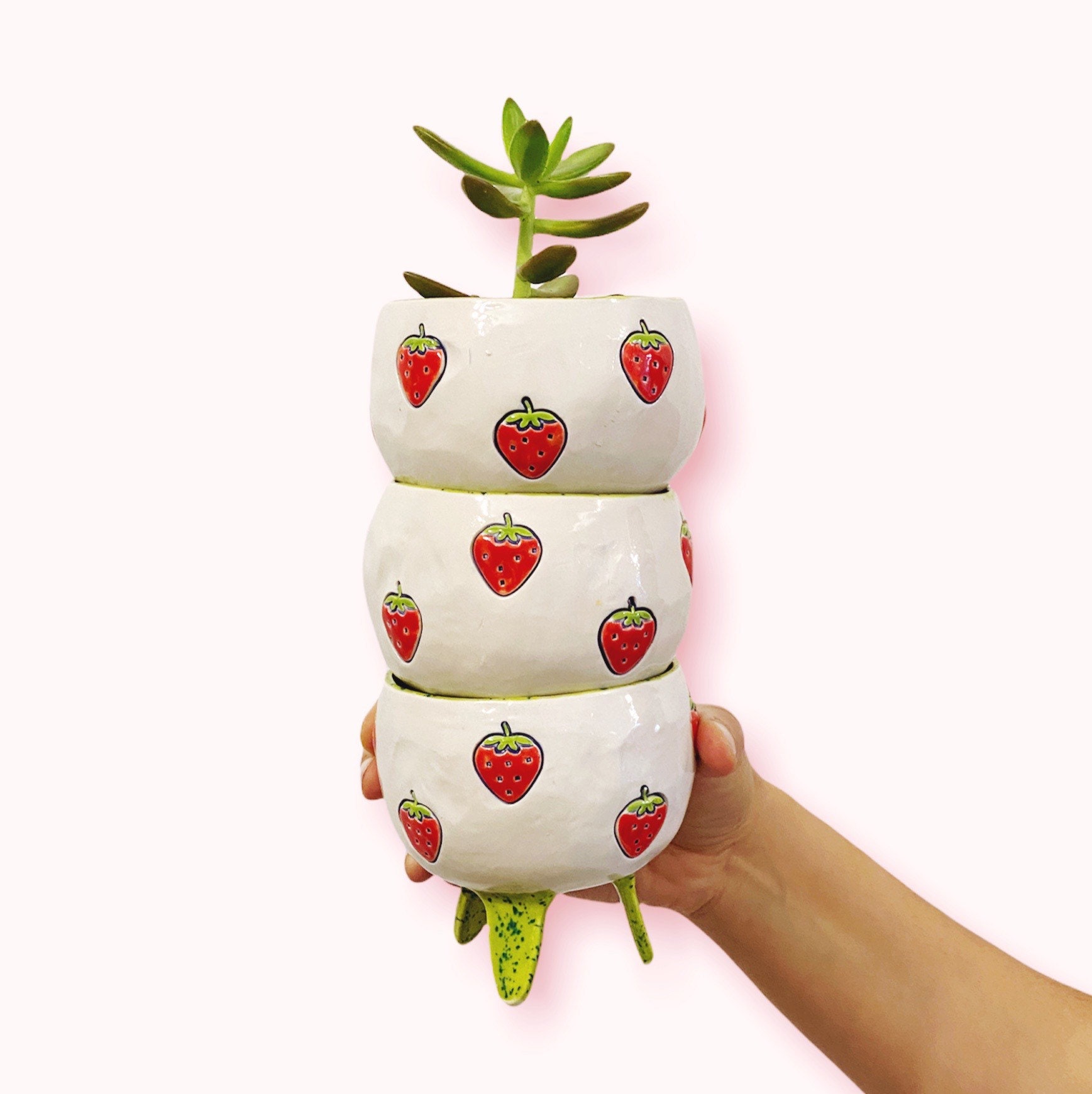 Strawberry Deco Ceramic Planter, Small Planters, Valentines Day Gift ...