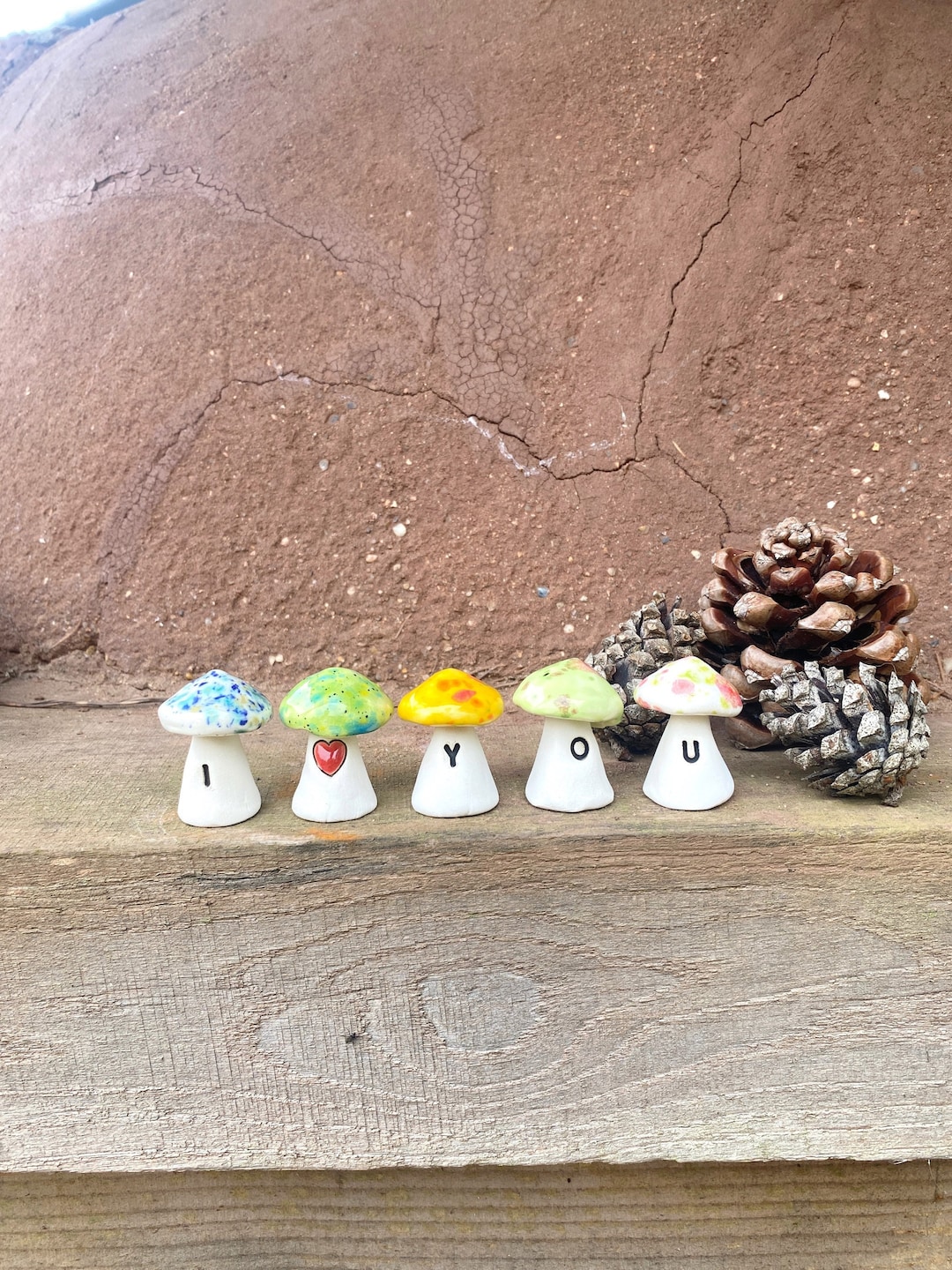 I Love You Tiny Ceramic Toadstools, Christmas Gifts for Friends, Christmas Present for Her ...