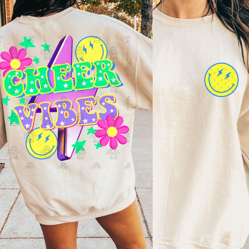 Neon Cheer Collage Design Cheerleading Design Retro Vibes - Etsy