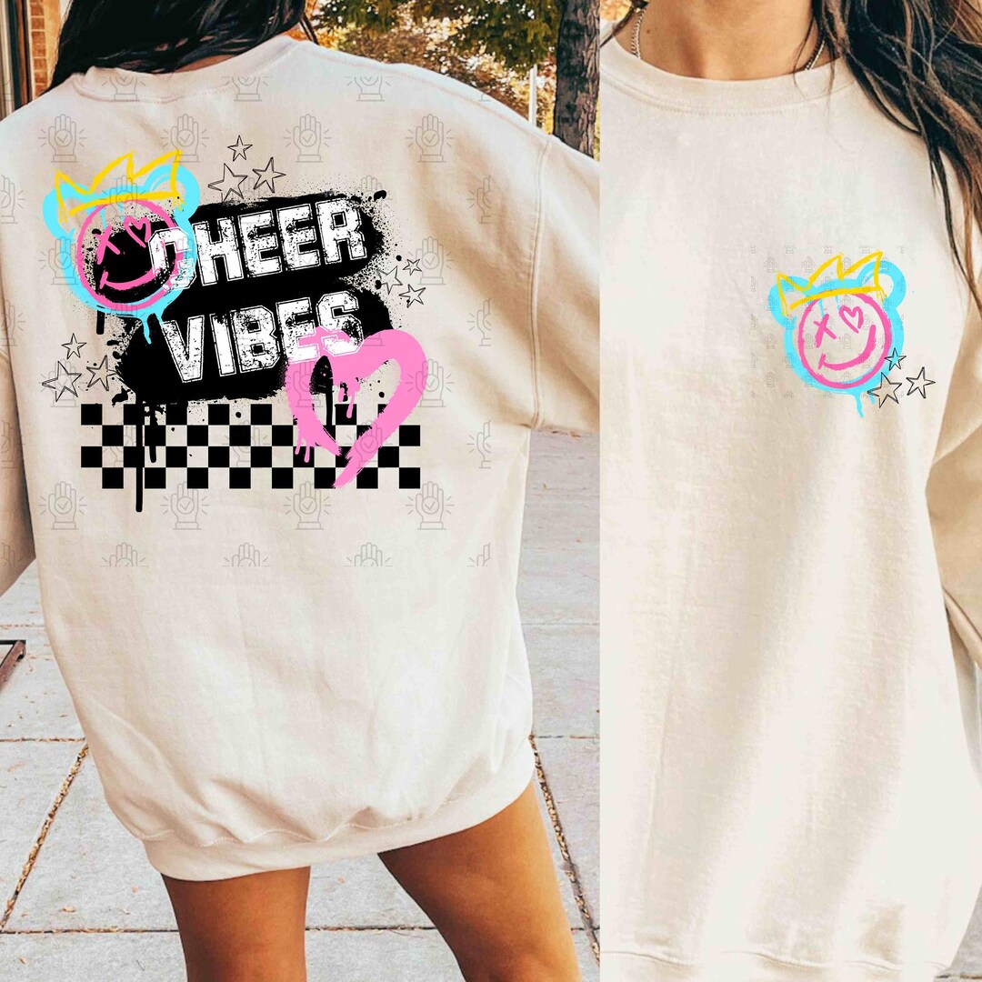 Neon Cheer Vibes Collage Design, Cheerleading Design, Retro Vibes ...