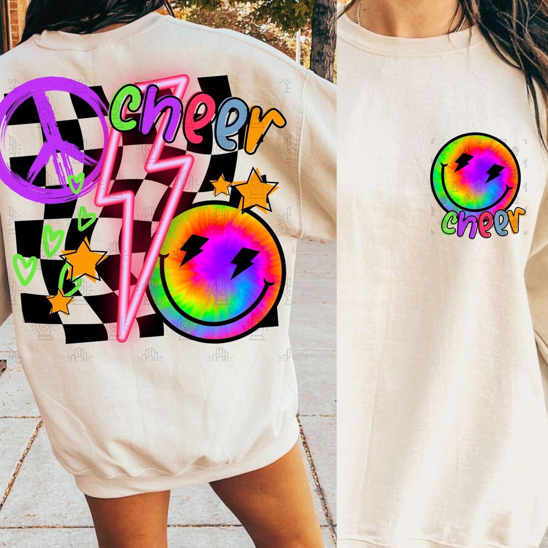 Neon Cheer Collage Design Cheerleading Design Retro Vibes Sublimation ...