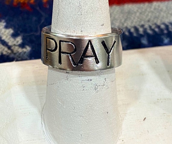 Pray Handstamped Metal Ring Pray ring spiritual ring | Etsy