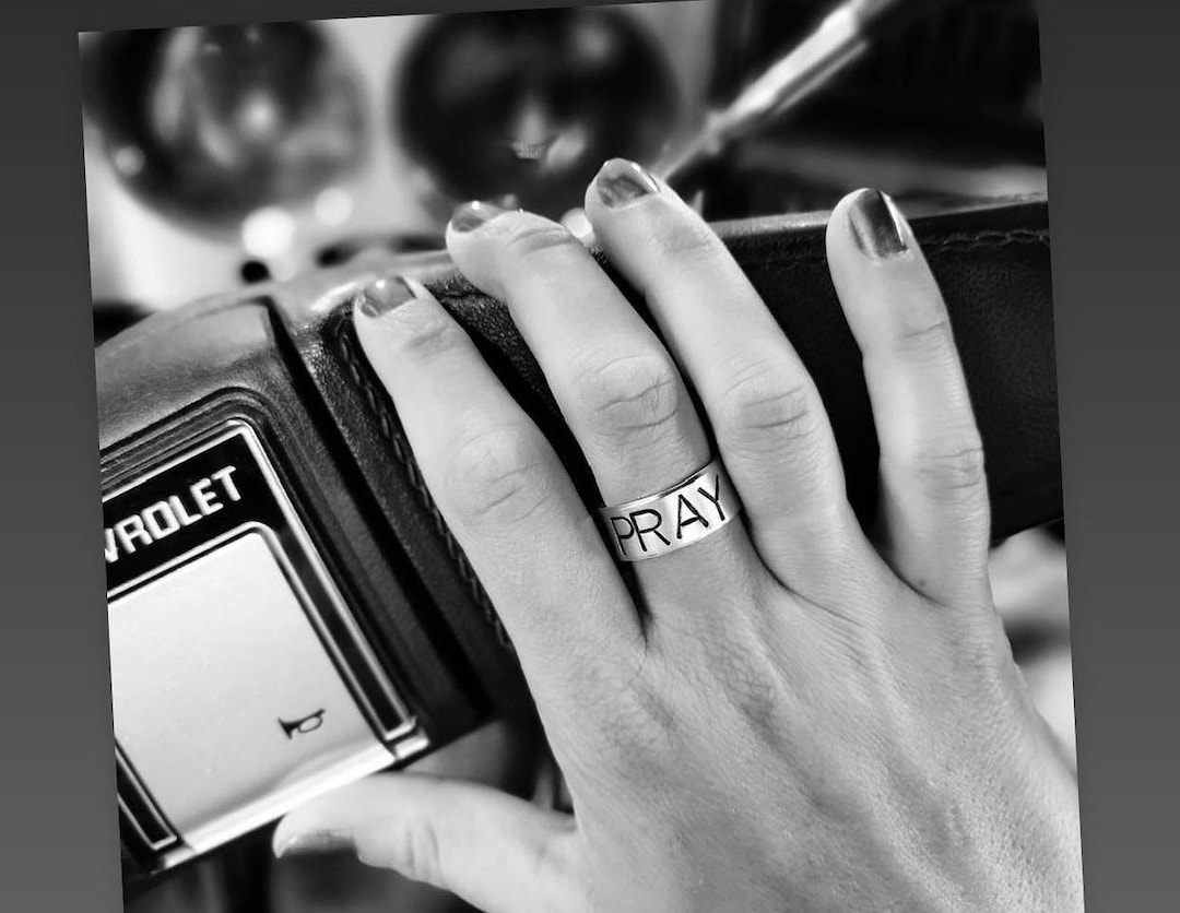 Pray Handstamped Metal Ring, Pray Ring, Spiritual Ring, Religious Ring ...