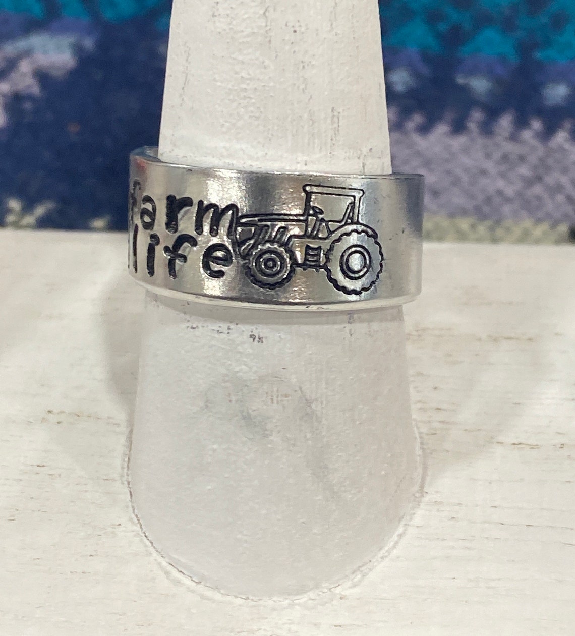 Farm Life Metal Stamped Ring, Metal Stamper Ring, Hand Stamped Jewelry ...