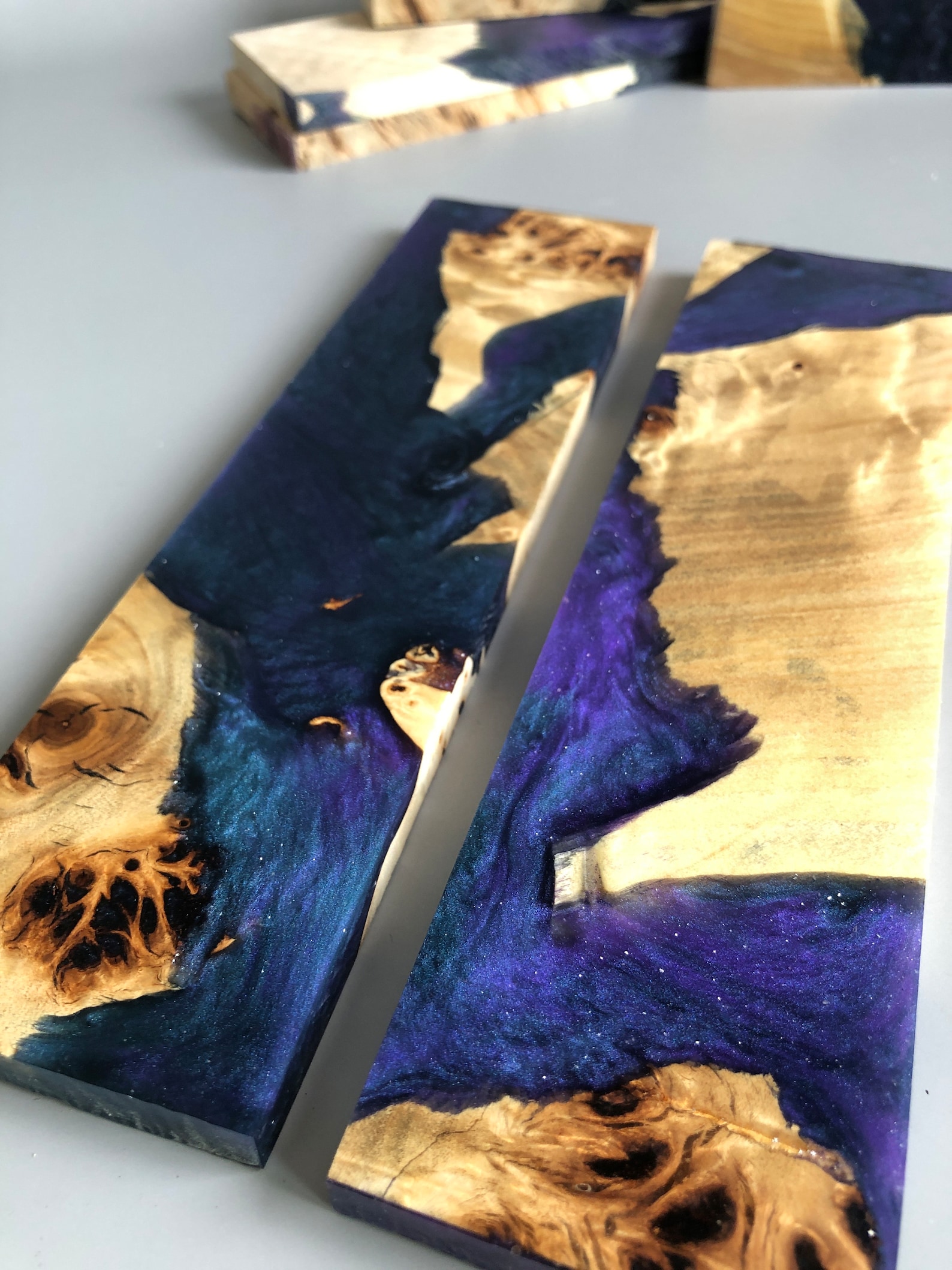 Set of Epoxy Resin Knife Handle Scales | Bookmatched Stabilized Blanks ...