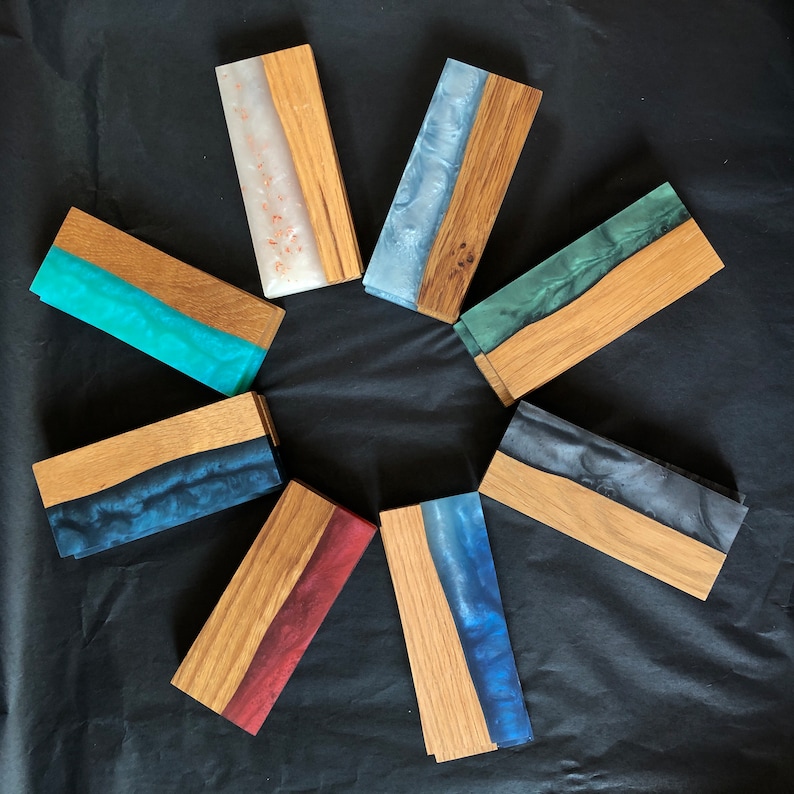 Set of Epoxy Resin Knife Handle Scales Bookmatched | Etsy