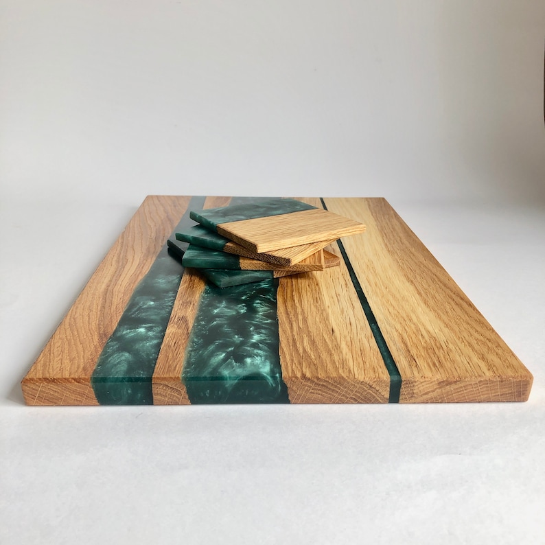 Wooden Oak Resin Epoxy Serving Tray Cheese Paddle Resin - Etsy