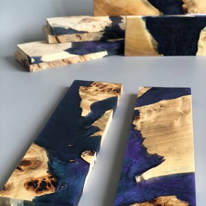 Set of Epoxy Resin Knife Handle Scales | Bookmatched Stabilized Blanks | Handmade Knives Block ...