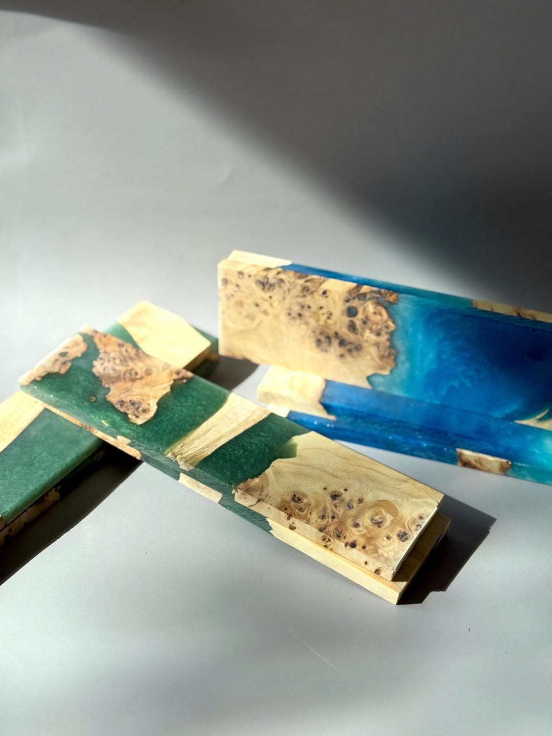 Pair of Epoxy Resin Knife Handle Scales | Bookmatched Non Stabilized ...