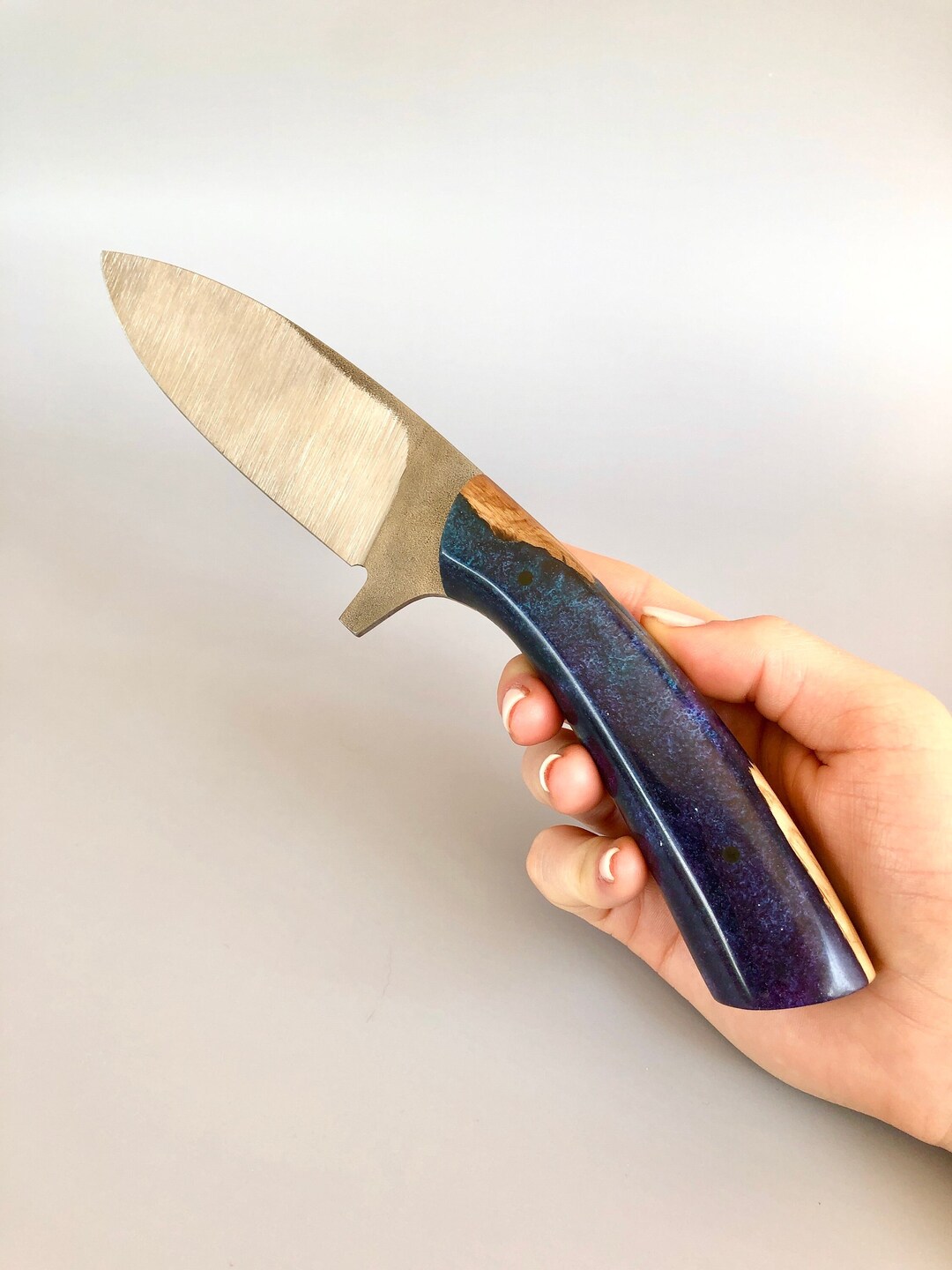 Handmade Unic Epoxy Resin Knife for Him Handle Scales | Wood&stainless | Oak Wedding Anniversary ...