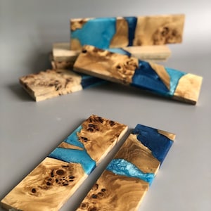 Set of Epoxy Resin Knife Handle Scales | Bookmatched Stabilized Blanks ...