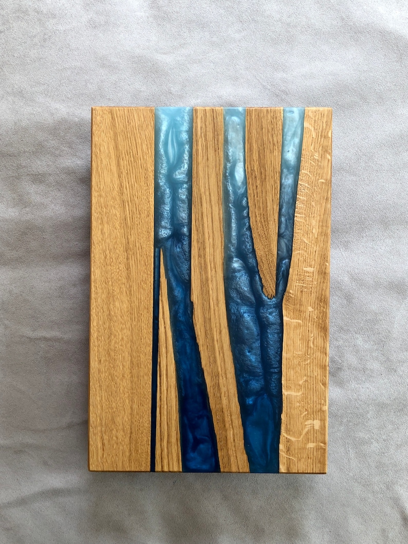 Wooden Oak Resin Epoxy Serving Tray | Cheese Paddle | Resin Board ...