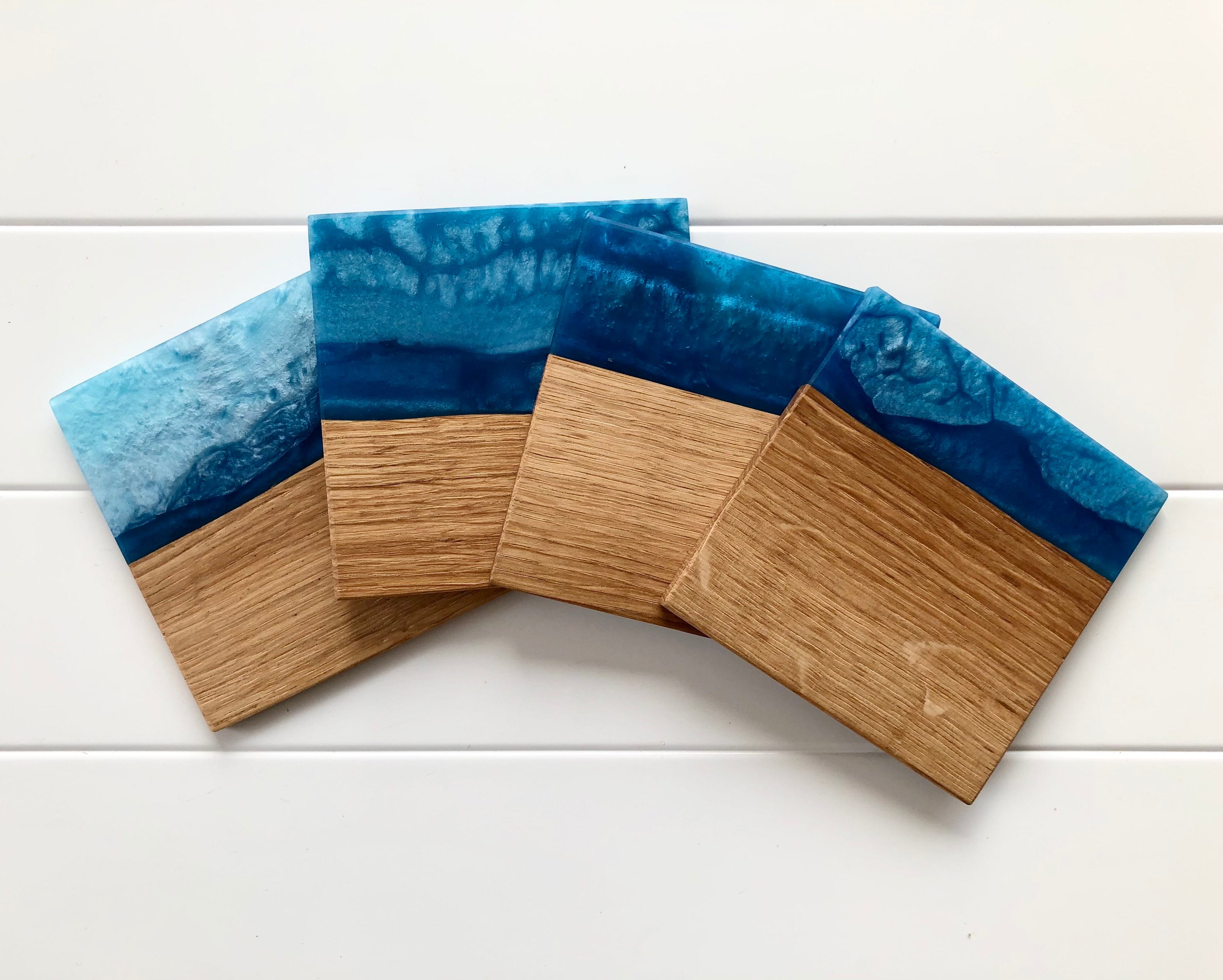 Set of 2/4/6 Surf Ocean Resin & Wood Coasters Geschenkideen - Etsy