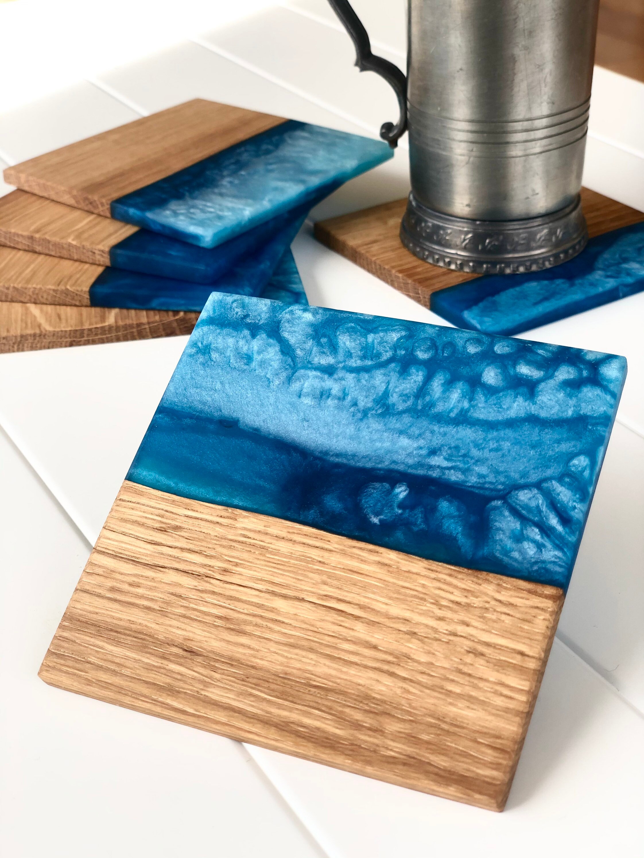 Set of 2/4/6 Surf Ocean Resin & Wood Coasters Geschenkideen - Etsy
