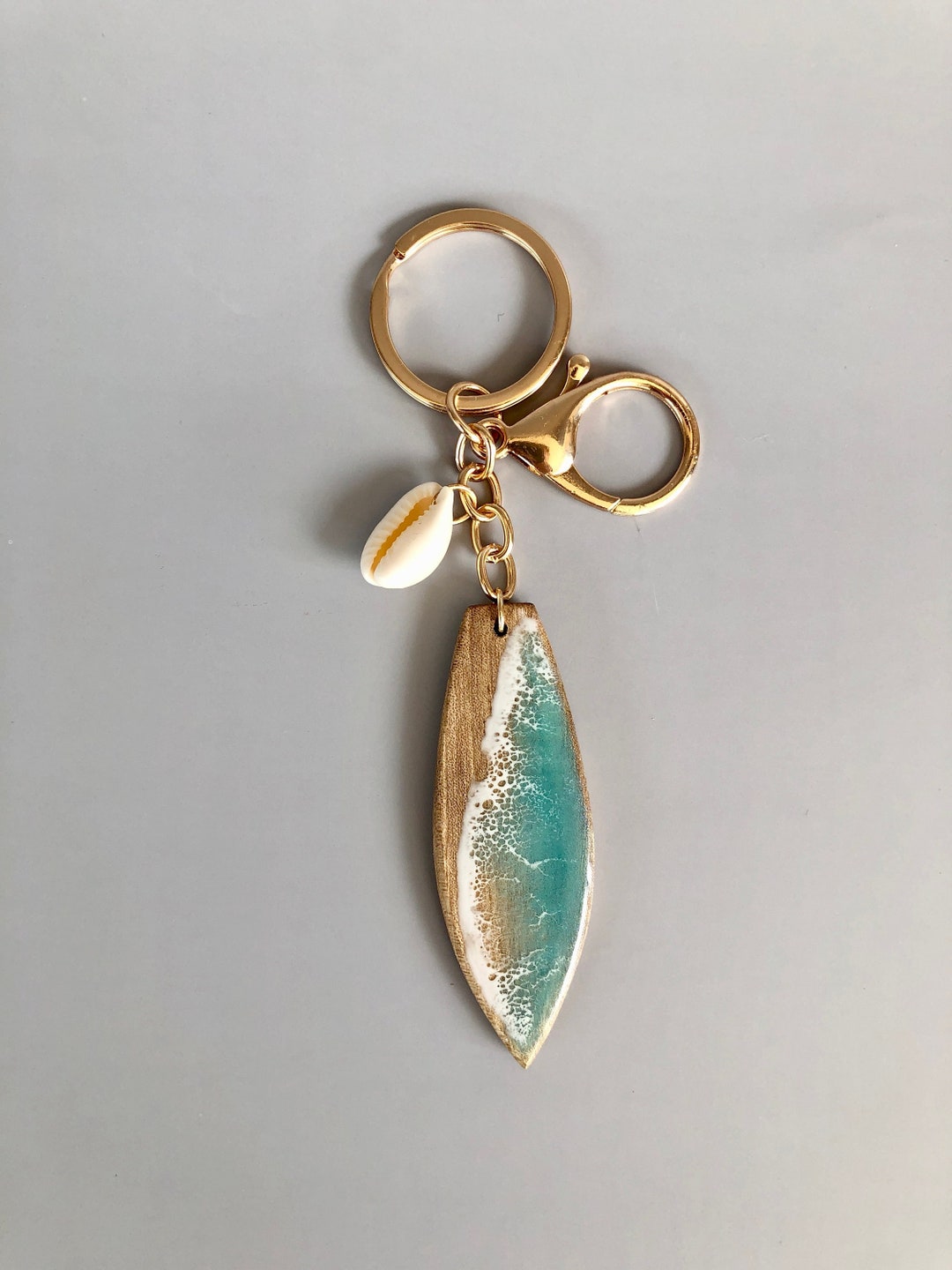 Personalized Surf Keychain | Wood and Resin Jewelery for Woman | Small ...