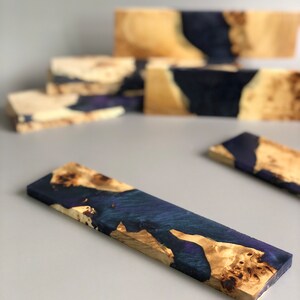 Set of Epoxy Resin Knife Handle Scales | Bookmatched Stabilized Blanks | Handmade Knives Block ...