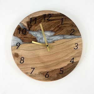 Wall Clock Modern Style Resin Epoxy and Walnut Wood Watch | Unique Hand ...