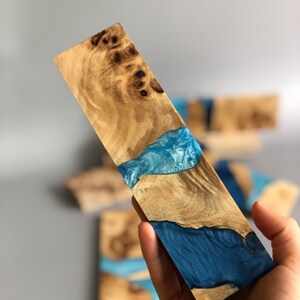 Set of Epoxy Resin Knife Handle Scales | Bookmatched Stabilized Blanks | Handmade Knives Block ...