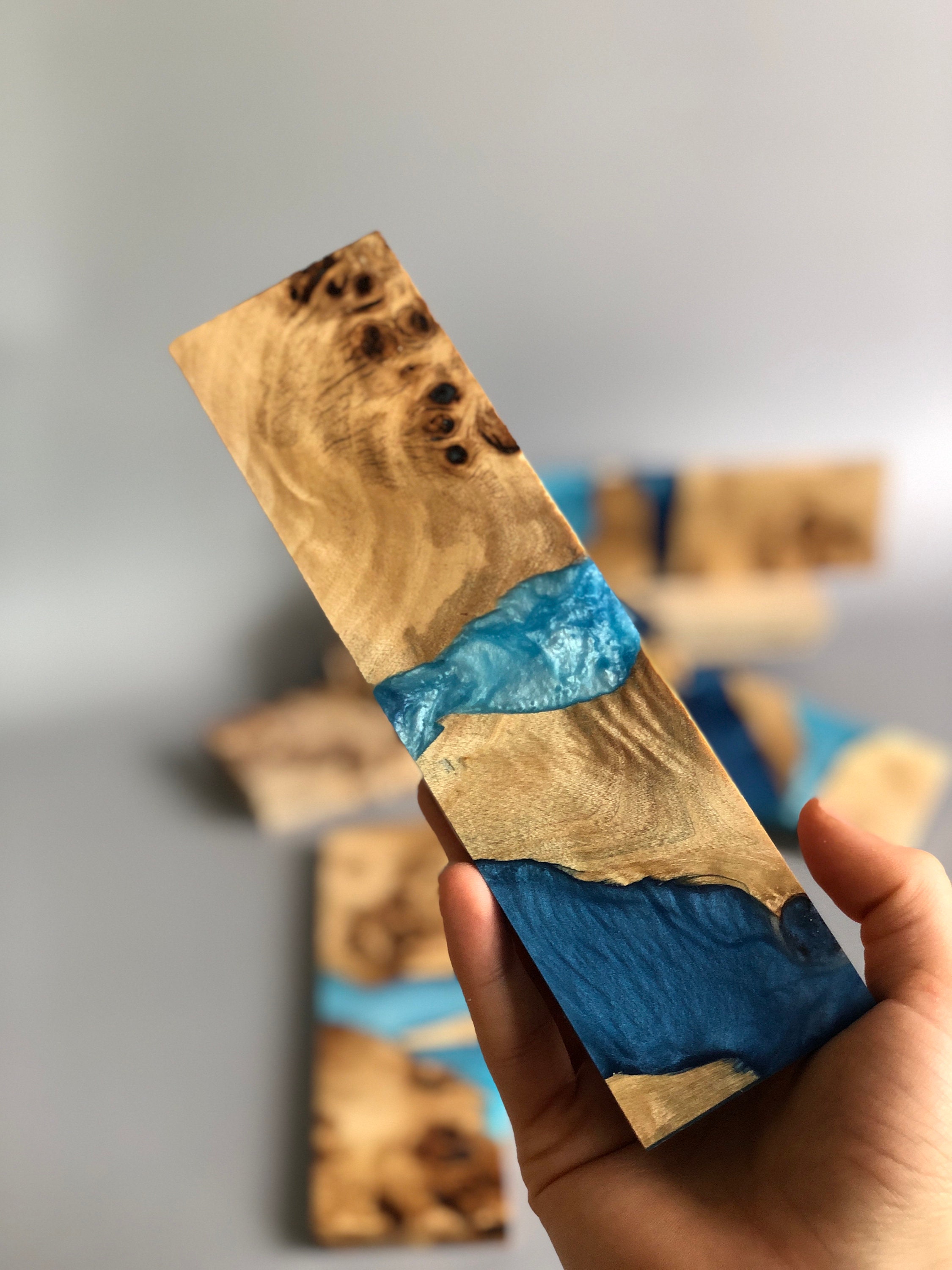 Set of Epoxy Resin Knife Handle Scales | Bookmatched Stabilized Blanks ...