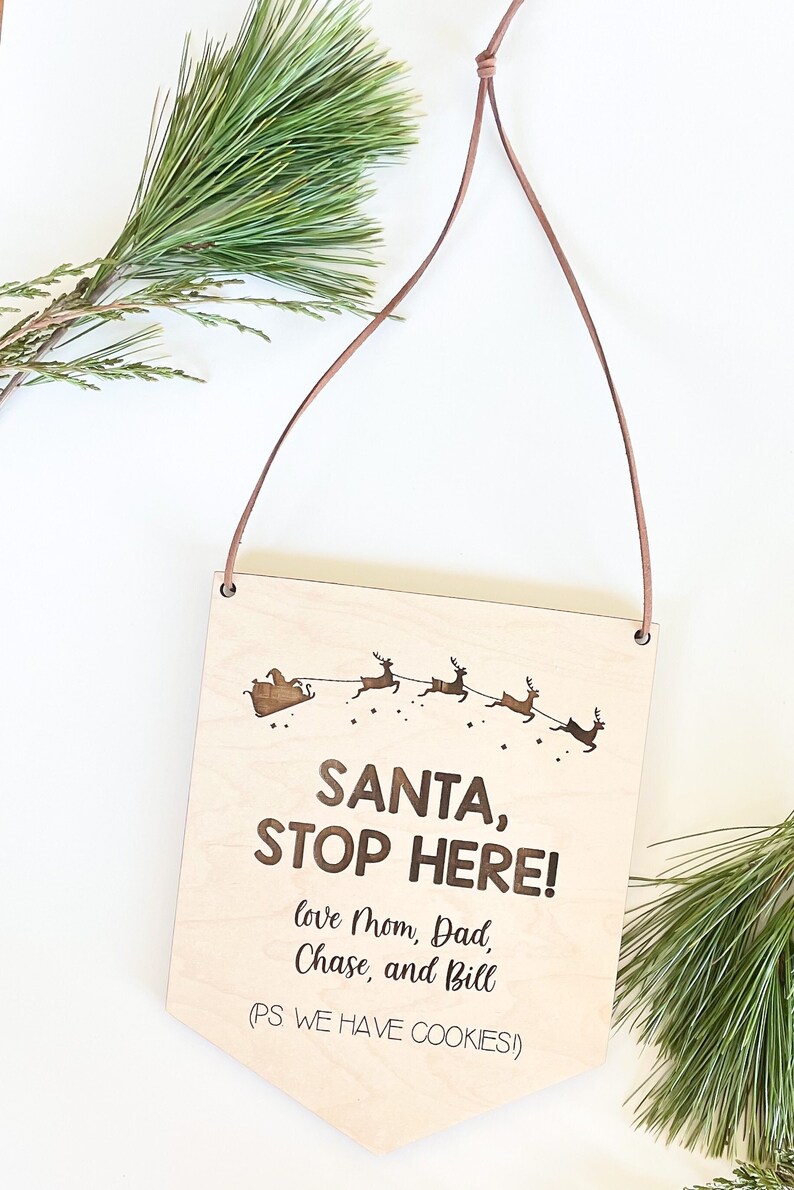 Santa Stop Here Door Hanger Sign SVG Christmas Decor Files - Etsy