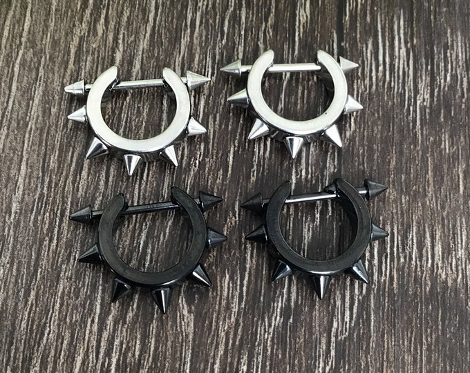 Double Screw Spike Earrings, Stainless Steel Earrings, Gothic Jewelry ...