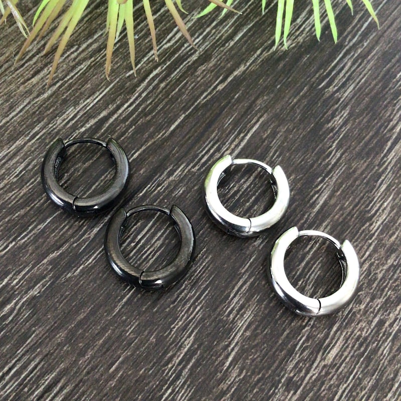 Black Hoop Earrings - Etsy