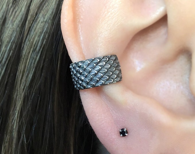 Dragon Scale Ear Cuff, Gothic Ear Cuff, Stainless Steel Earring, Ear ...