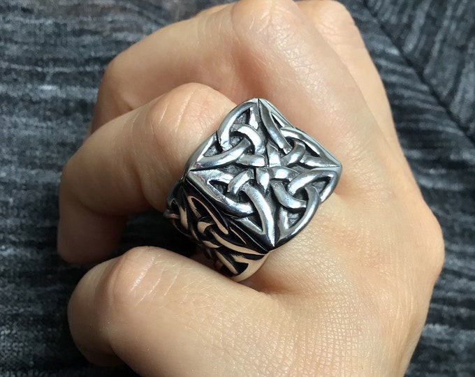 Celtic Knot Signet Ring,celtic Ring, 4 Point Celtic Knot Ring ...