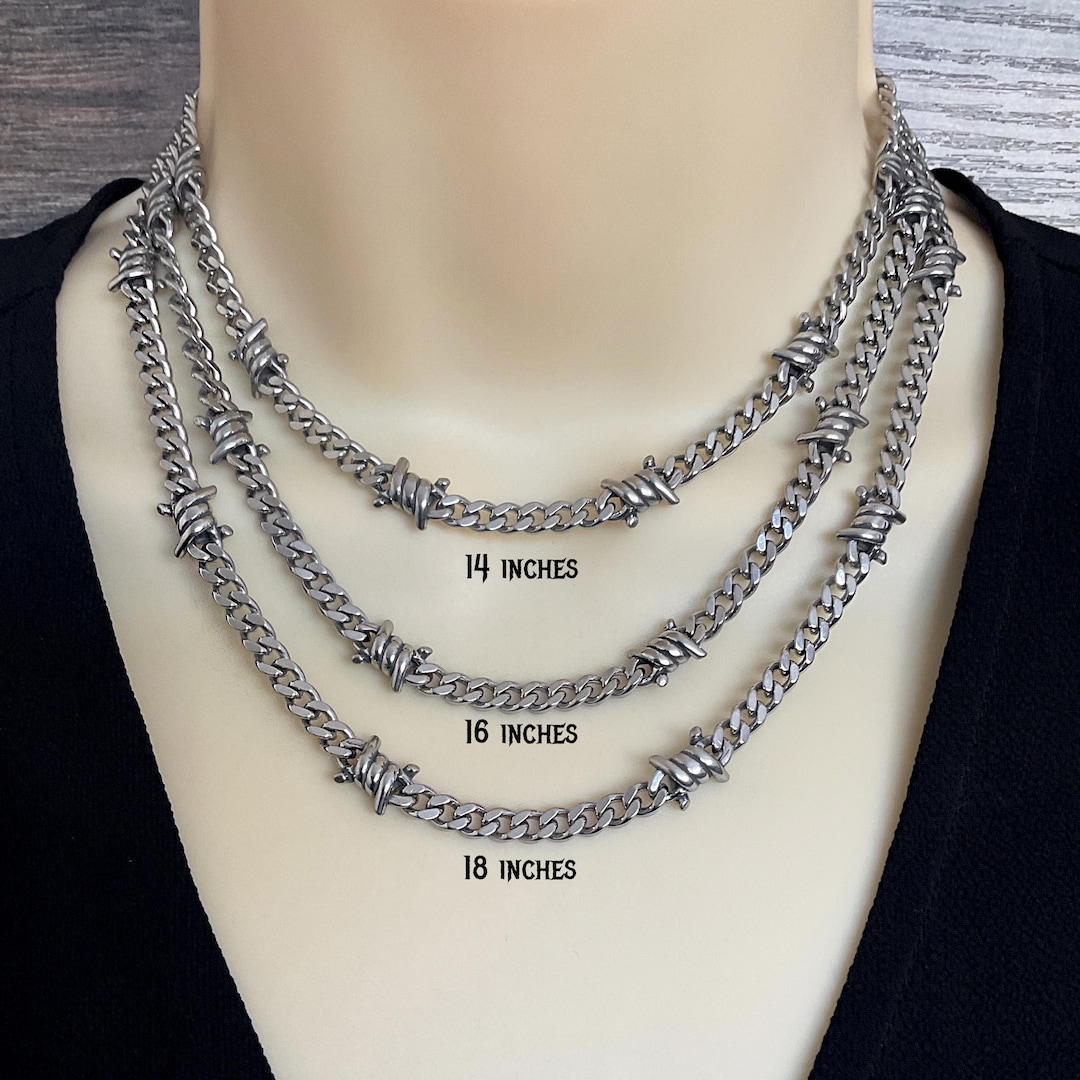 Barbed Wire Cuban Chain ,barbed Wire Necklace, Goth Necklace ,unisex ...