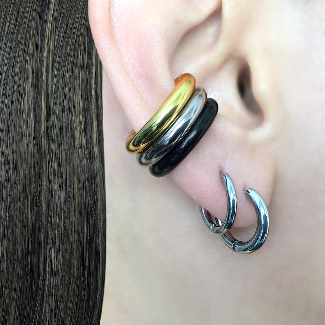 Minimalist Ear Cuff, No Piercing Earrings, Stackable Cuffs ,stainless ...